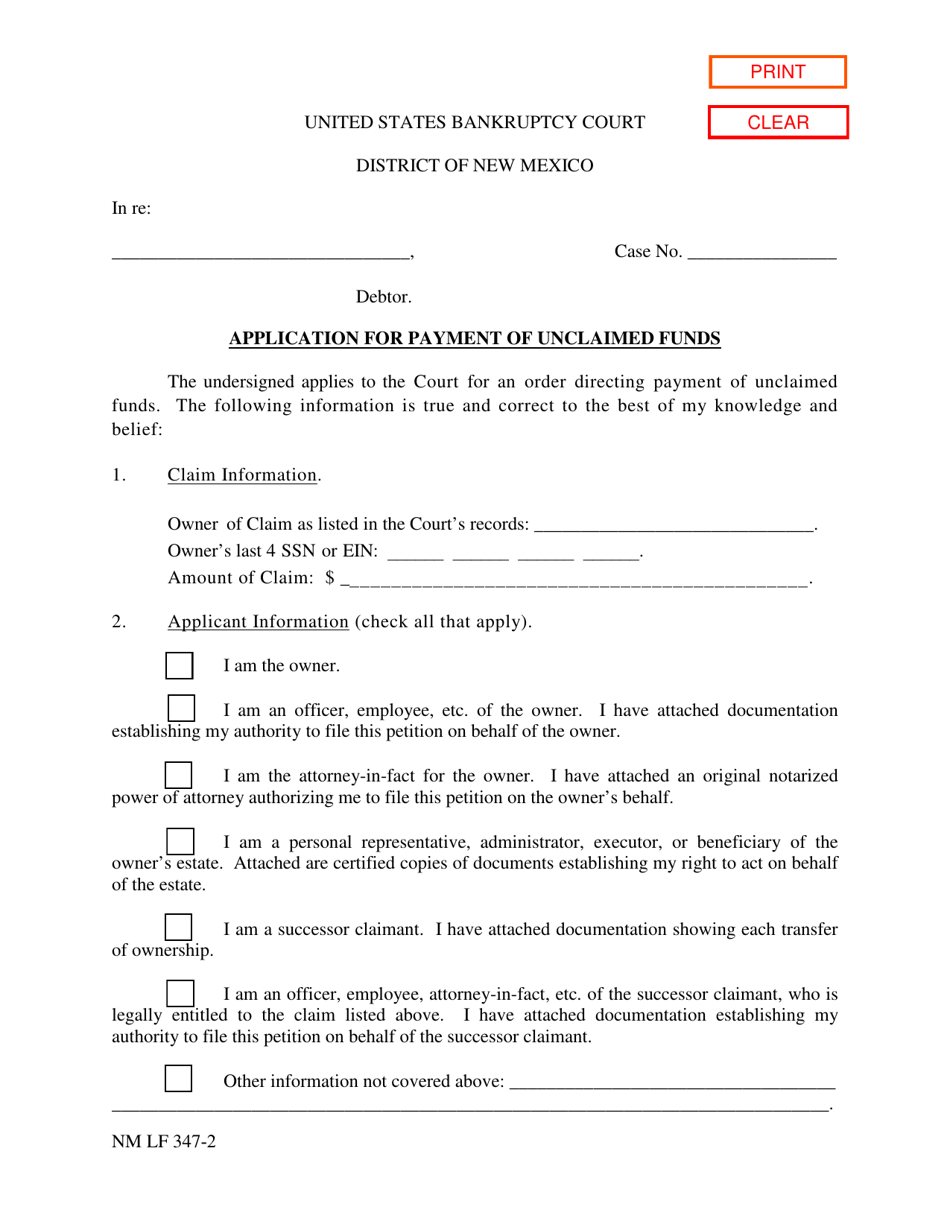 Form NM LF347-2 - Fill Out, Sign Online and Download Fillable PDF, New ...