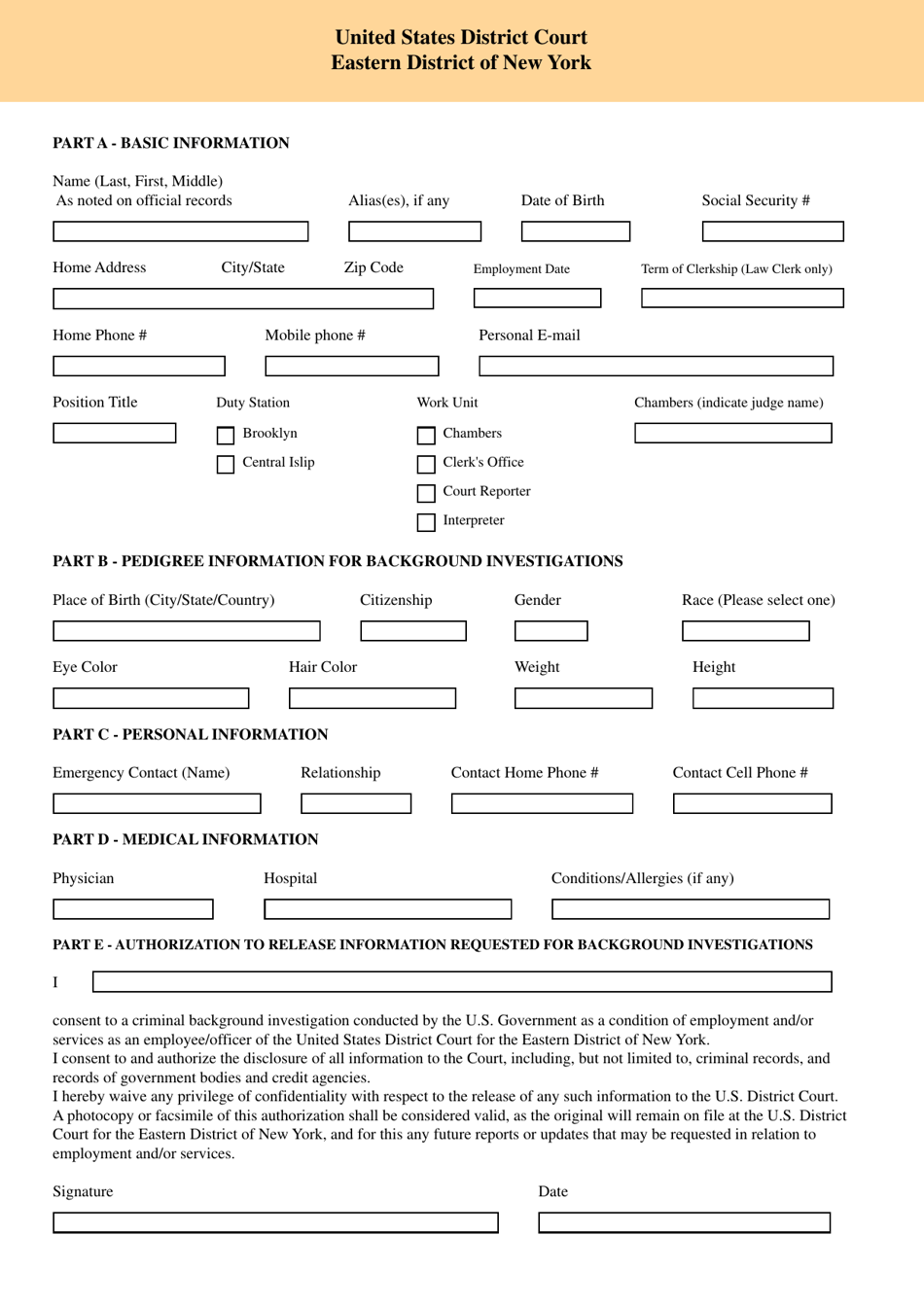 New York Background Information and Authorization Form - Fill Out, Sign ...