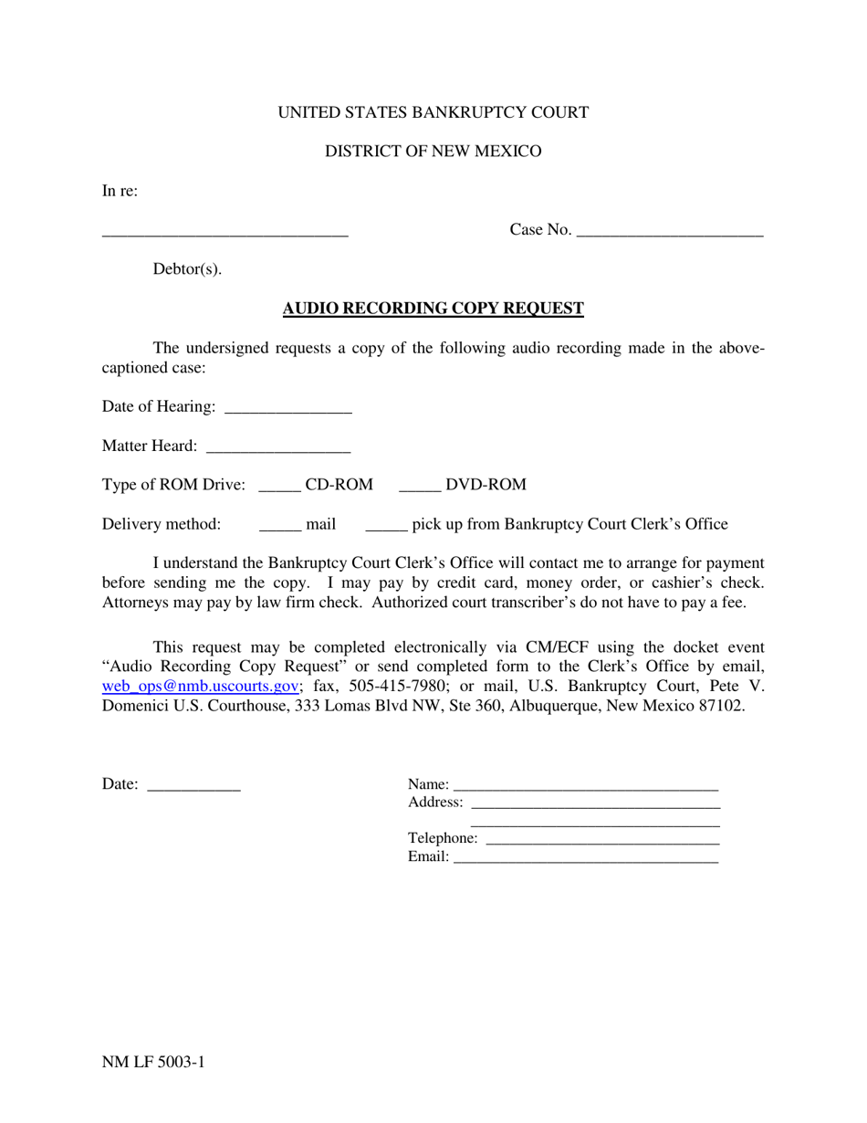 Form NM LF5003-1 - Fill Out, Sign Online and Download Fillable PDF, New ...