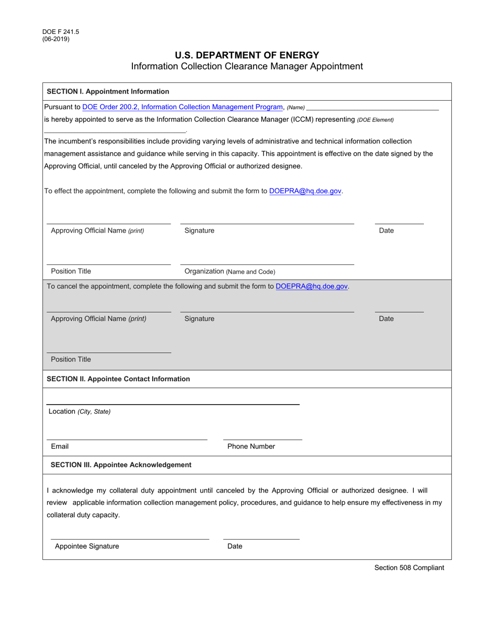 DOE Form 241.5 - Fill Out, Sign Online and Download Fillable PDF ...