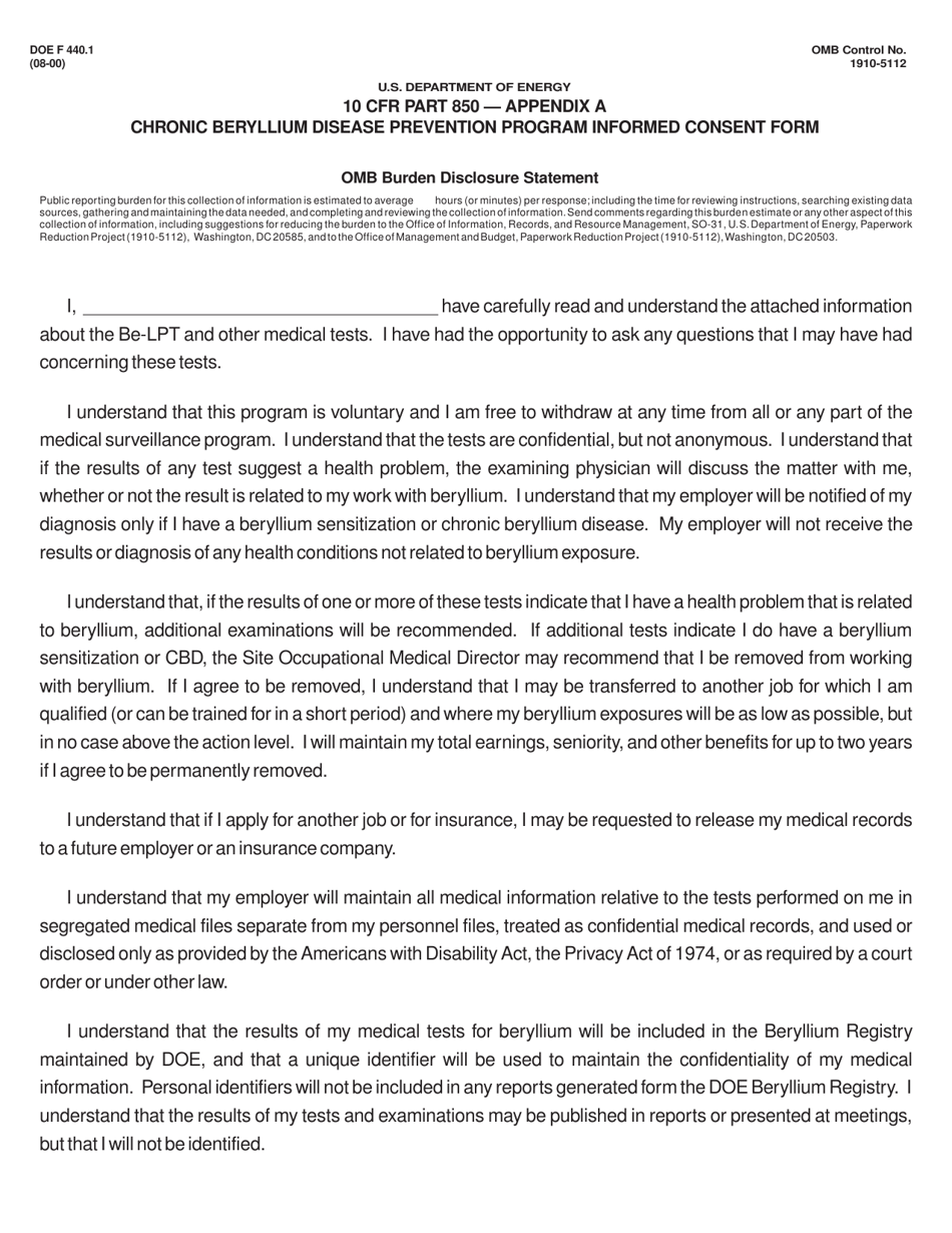 Form DOE F440.1 Appendix A - Fill Out, Sign Online and Download ...