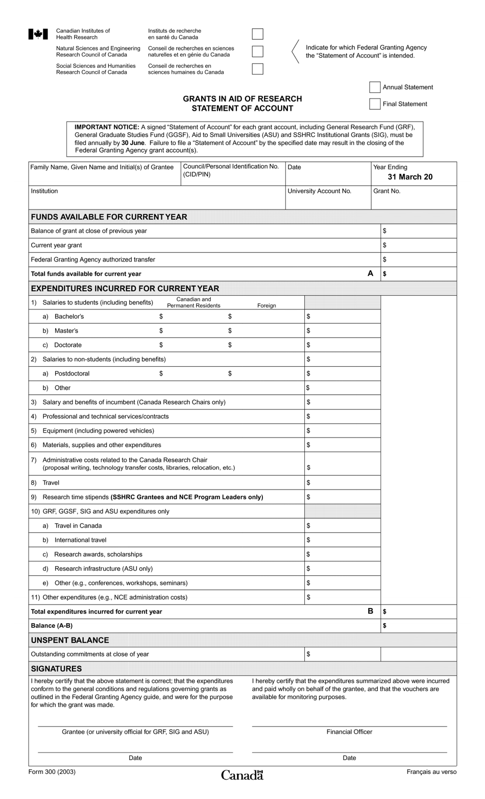 Form 300 - Fill Out, Sign Online and Download Fillable PDF, Canada ...