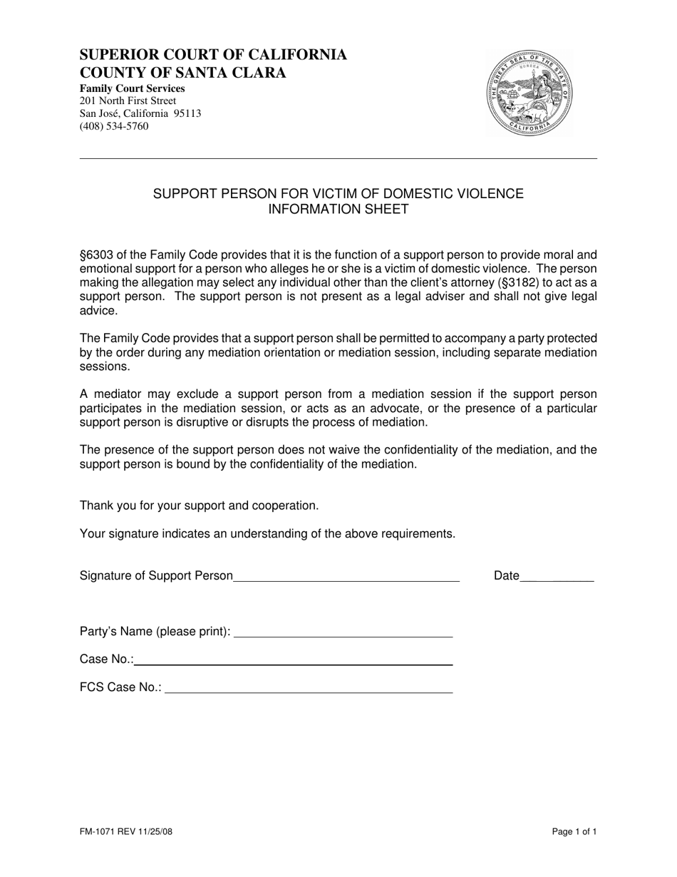 Form FM-1071 - Fill Out, Sign Online and Download Fillable PDF, Santa ...