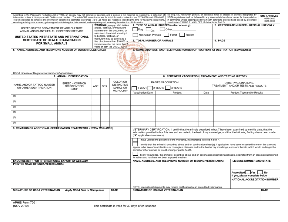APHIS Form 7001 - Fill Out, Sign Online and Download Fillable PDF ...