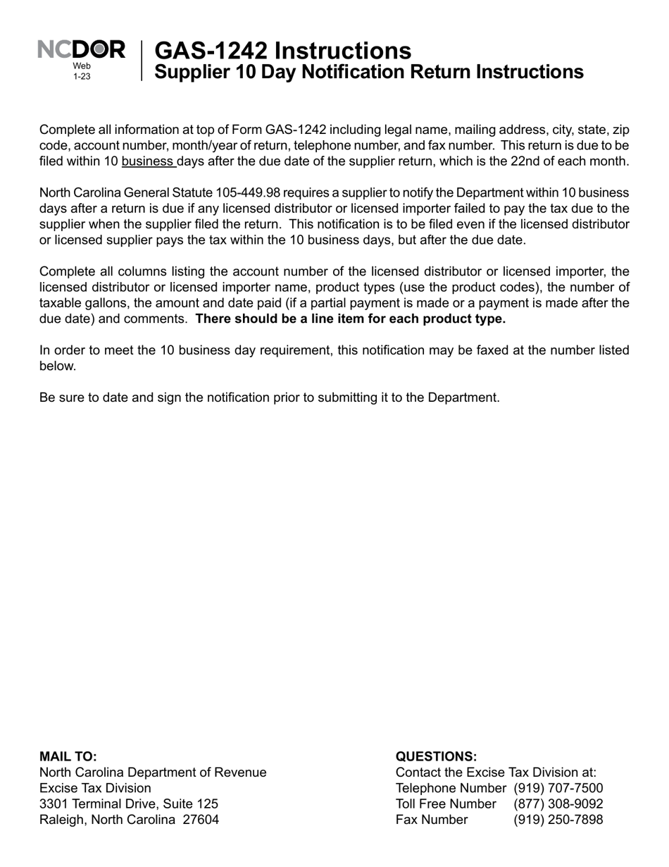 Download Instructions for Form GAS-1242 Supplier 10 Day Notification ...