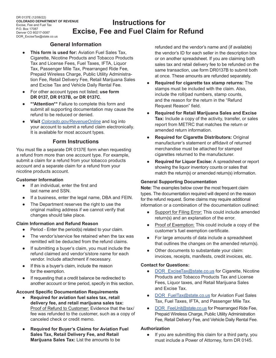 Form DR0137E - Fill Out, Sign Online and Download Printable PDF ...
