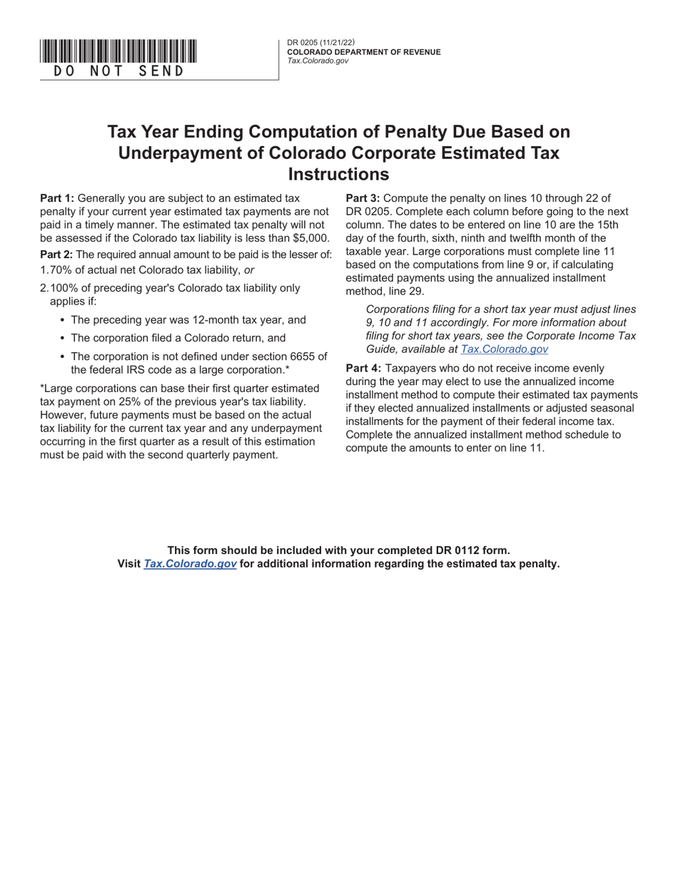 Form DR0205 - 2022 - Fill Out, Sign Online and Download Fillable PDF ...