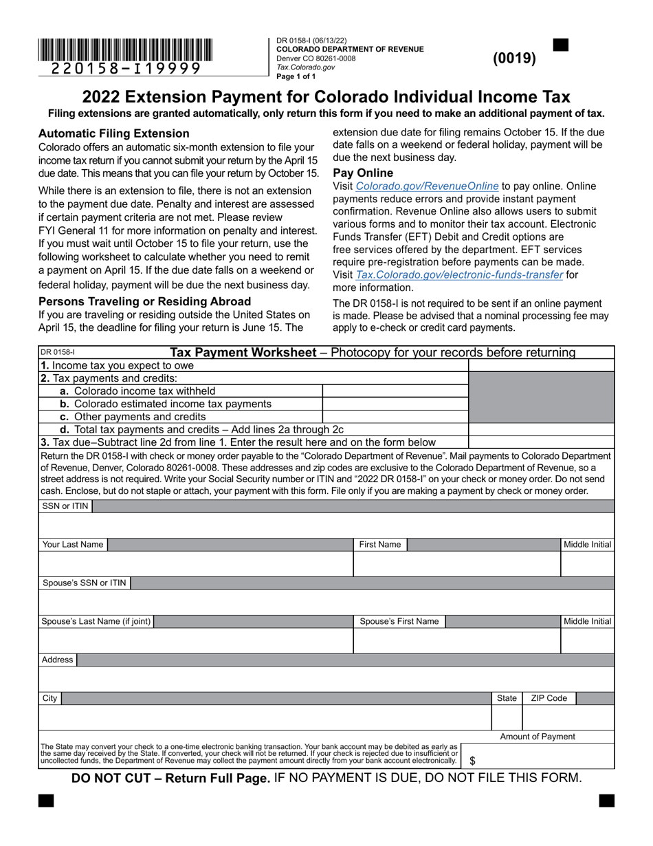 Form DR0158-I - 2022 - Fill Out, Sign Online and Download Fillable PDF ...