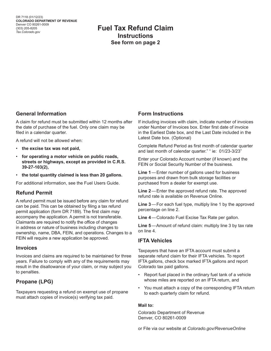 Form DR7118 Download Fillable PDF or Fill Online Fuel Tax Refund Claim ...