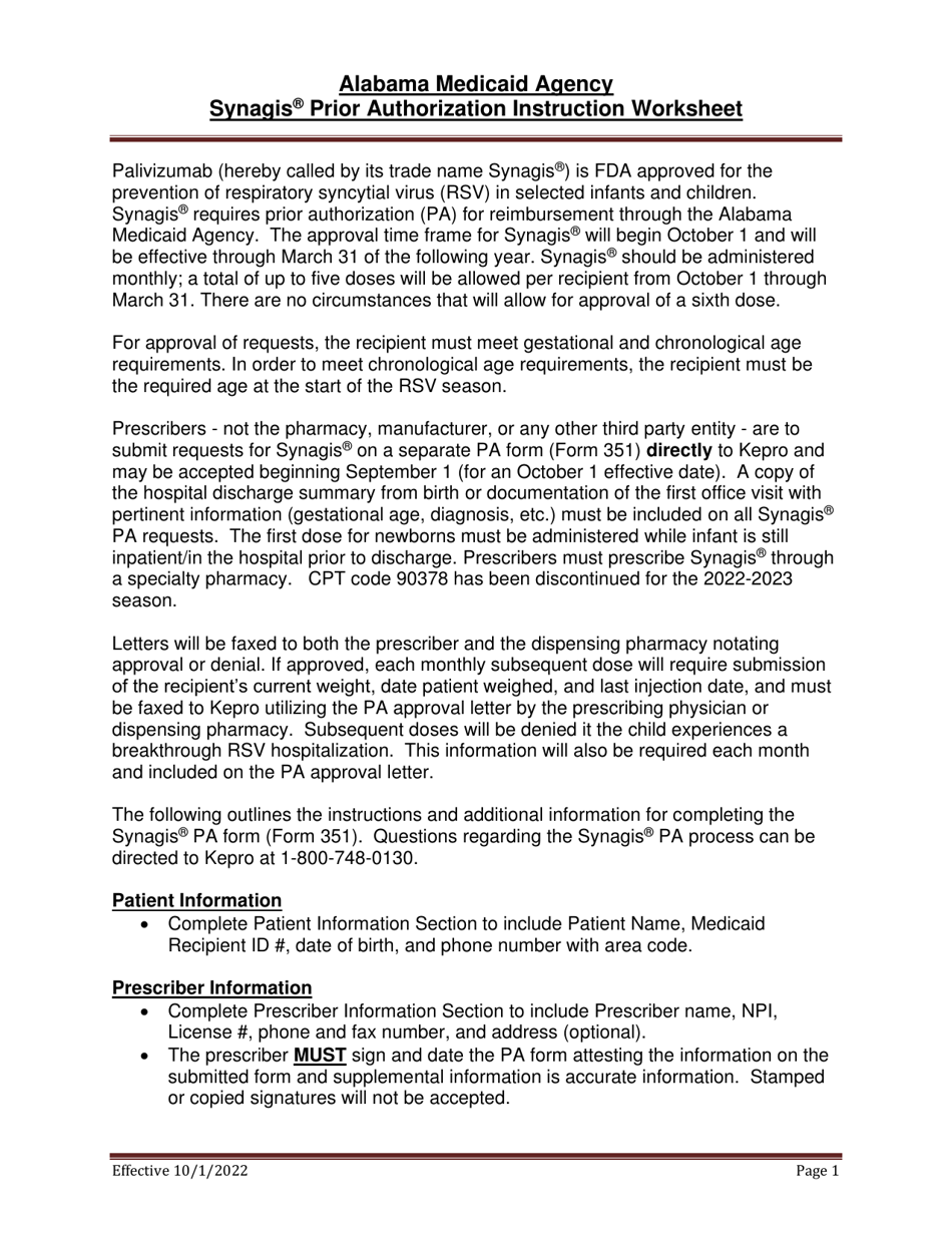 Download Instructions for Form 351 Synagis Pa Request Form PDF 2021 ...
