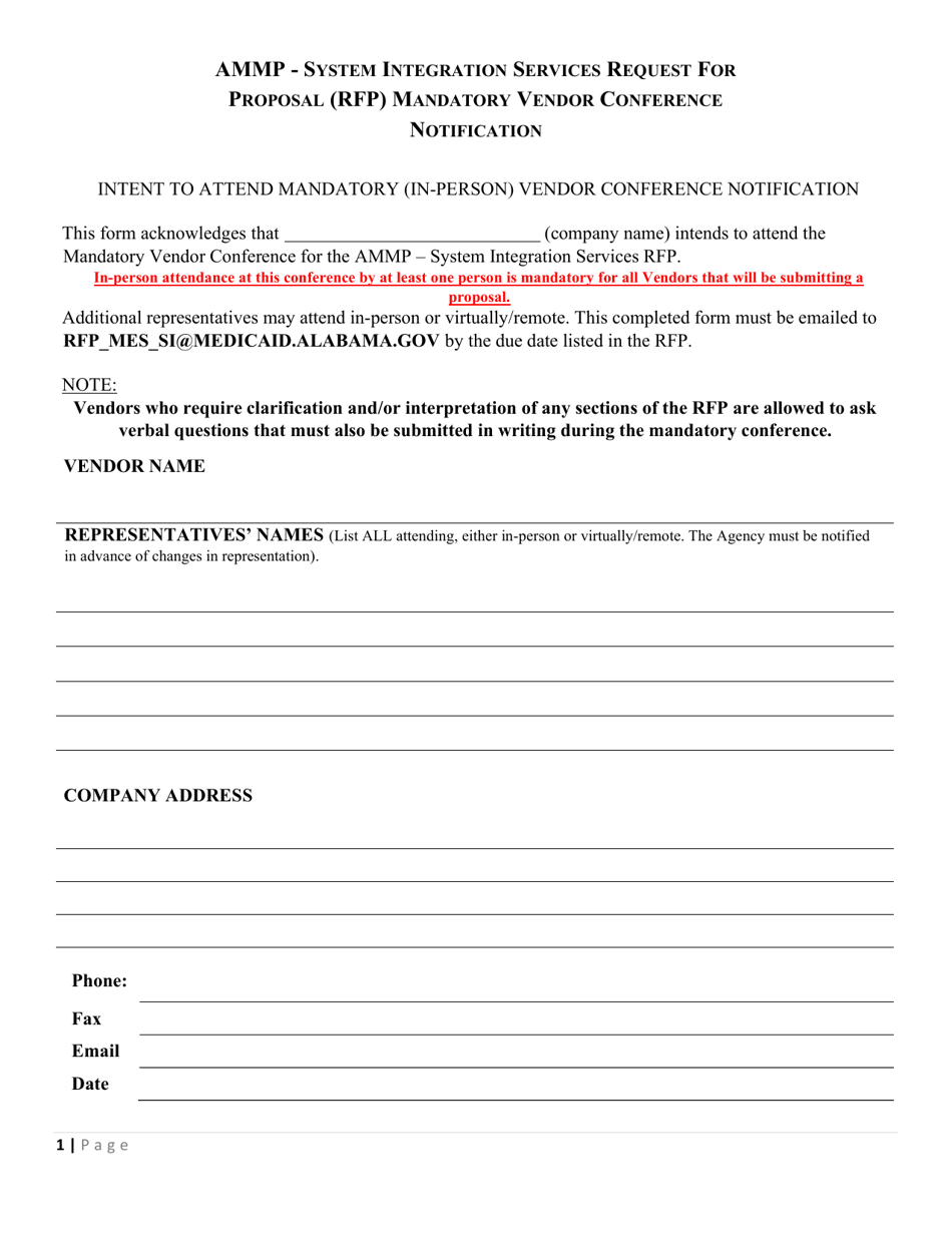 Alabama Ammp - System Integration Services Request for Proposal (Rfp ...