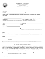 Form BMV3751 Download Printable PDF or Fill Online Minor Consent, Ohio ...