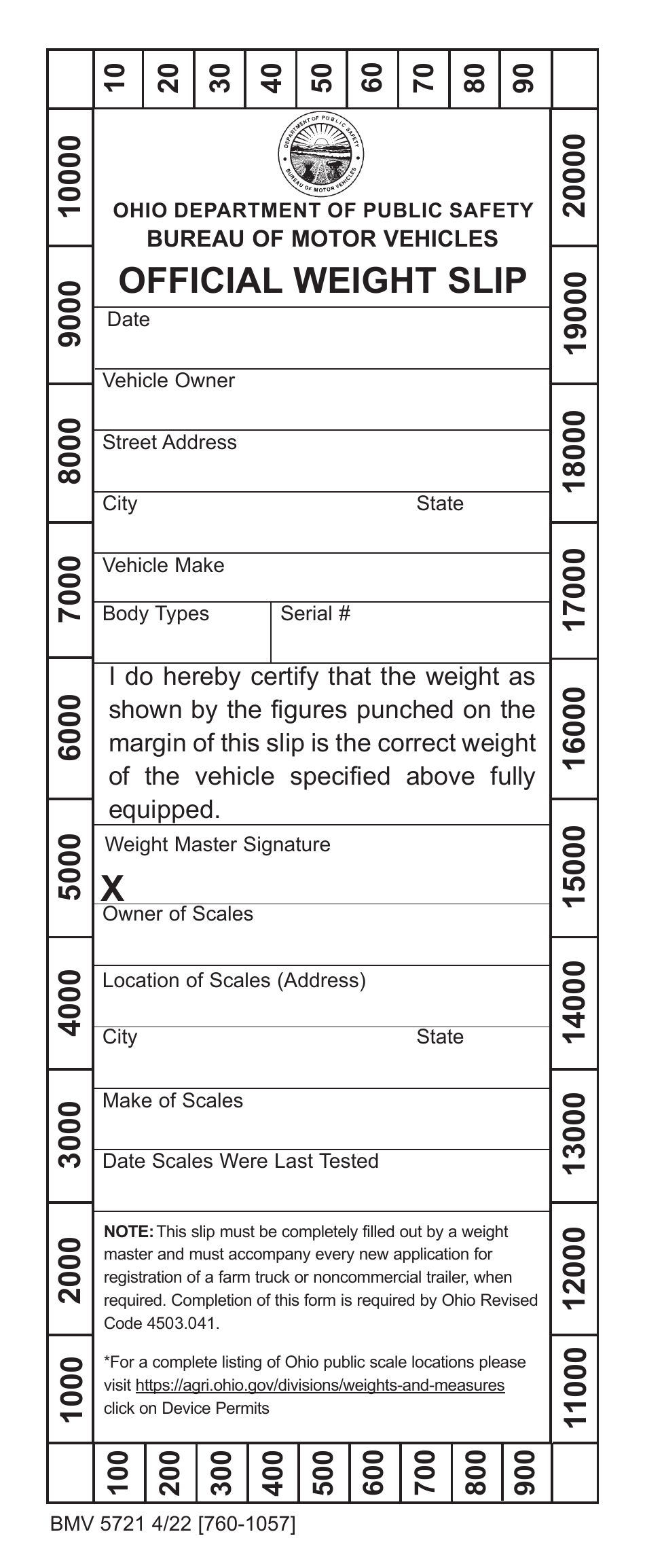 Form BMV5721 - Fill Out, Sign Online and Download Printable PDF, Ohio ...