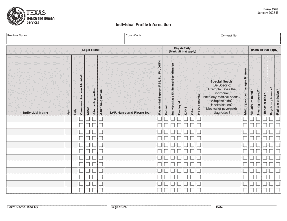 Form 8576 Download Fillable PDF or Fill Online Individual Profile ...