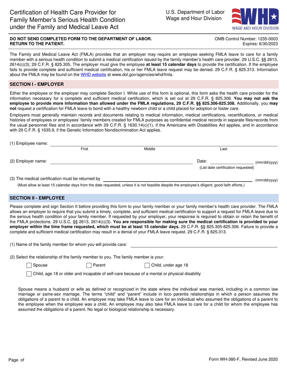 Form WH-380-F Download Fillable PDF or Fill Online Certification of ...