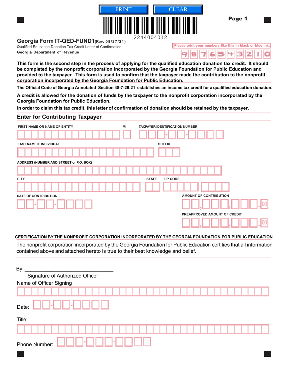 Form IT-QED-FUND1 - Fill Out, Sign Online and Download Fillable PDF ...