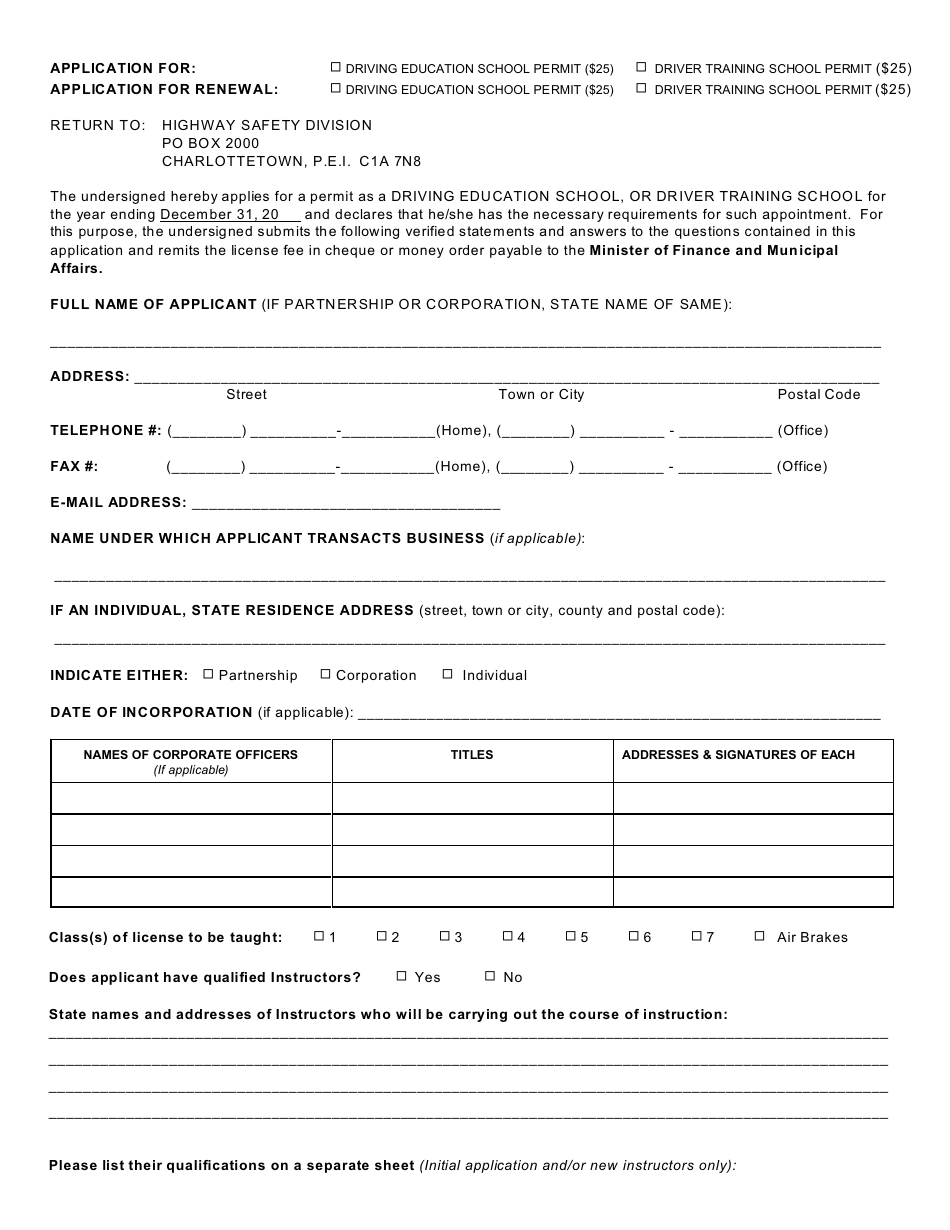 Prince Edward Island Canada Driver Education/Driver Training School ...