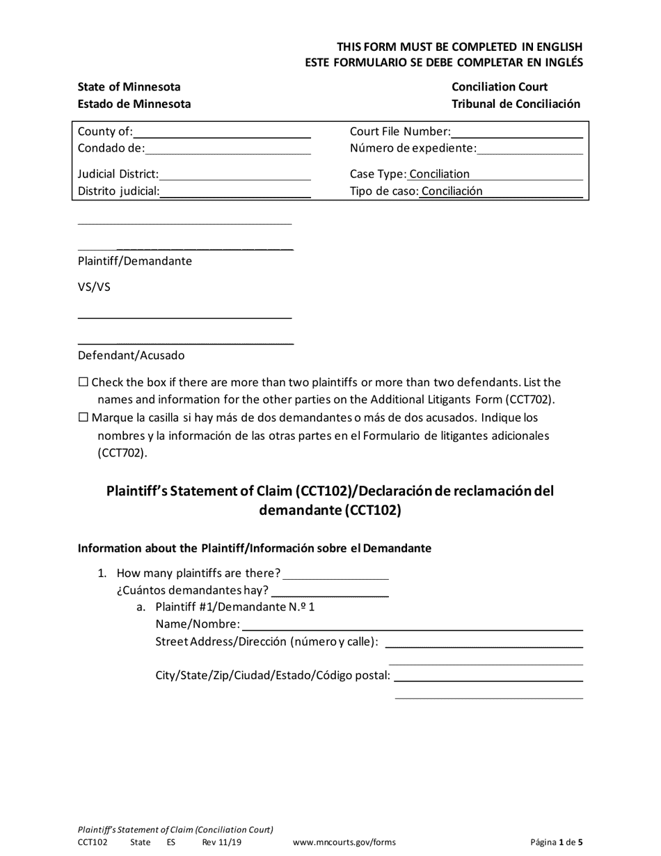 Form CCT102 - Fill Out, Sign Online and Download Printable PDF ...