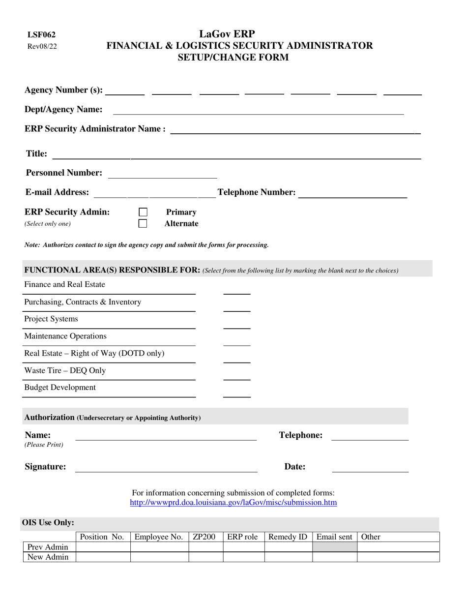 Form LSF062 Download Printable PDF or Fill Online Lagov Erp Financial ...