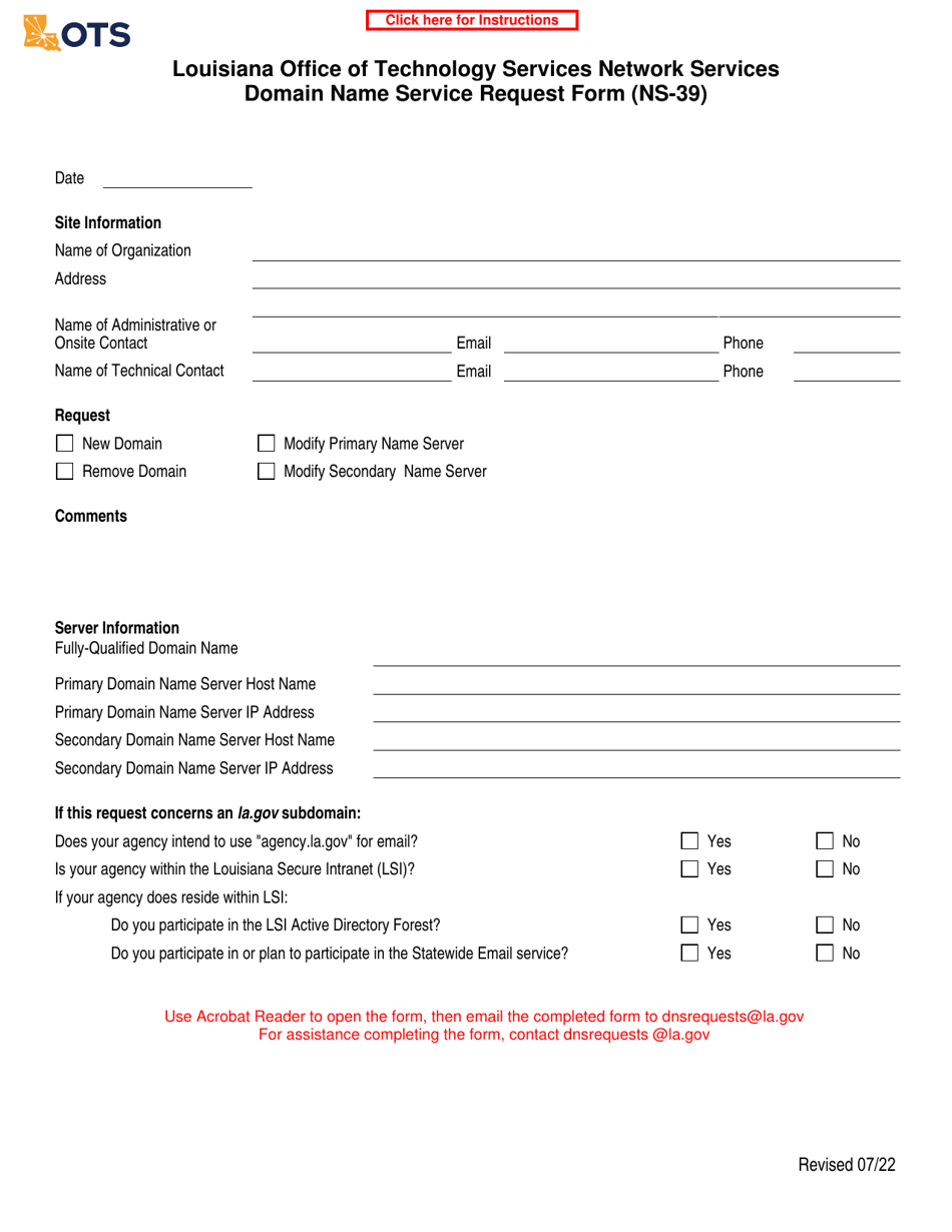 Form NS-39 - Fill Out, Sign Online and Download Fillable PDF, Louisiana ...