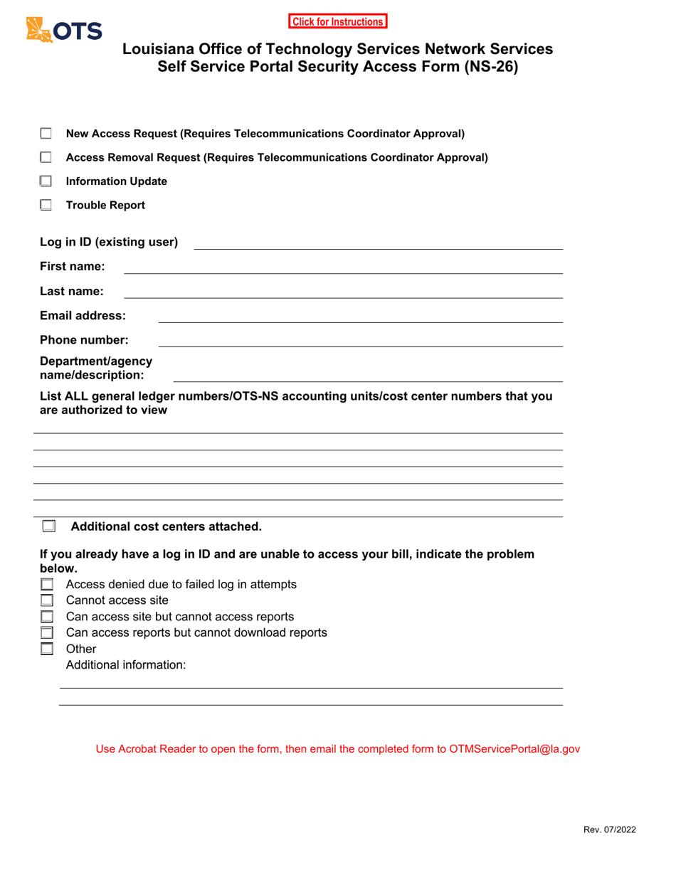 Form NS-26 Download Fillable PDF or Fill Online Self Service Portal ...