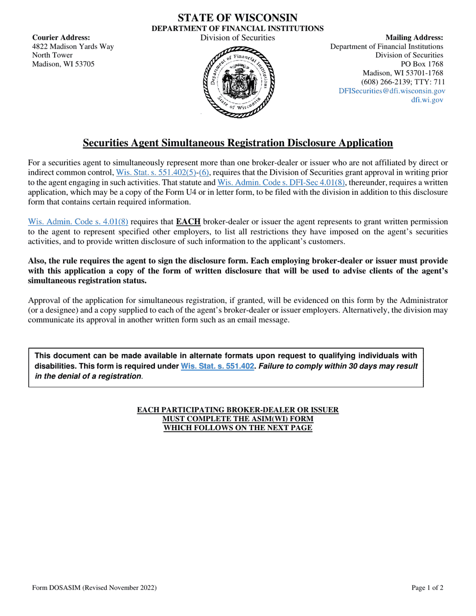 Form DOSASIM - Fill Out, Sign Online and Download Fillable PDF ...