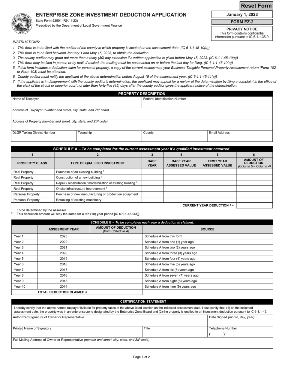 State Form 52501 (EZ-2) - Fill Out, Sign Online and Download Fillable ...