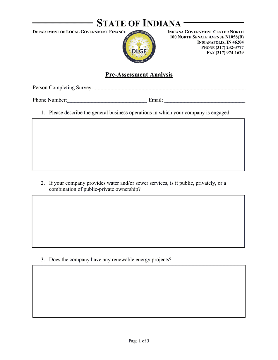 Indiana Pre-assessment Analysis - Fill Out, Sign Online and Download ...