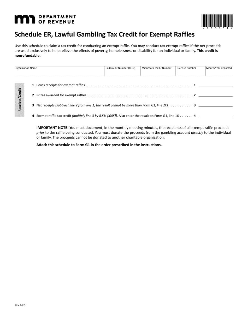 Schedule ER Download Fillable PDF Or Fill Online Lawful Gambling Tax