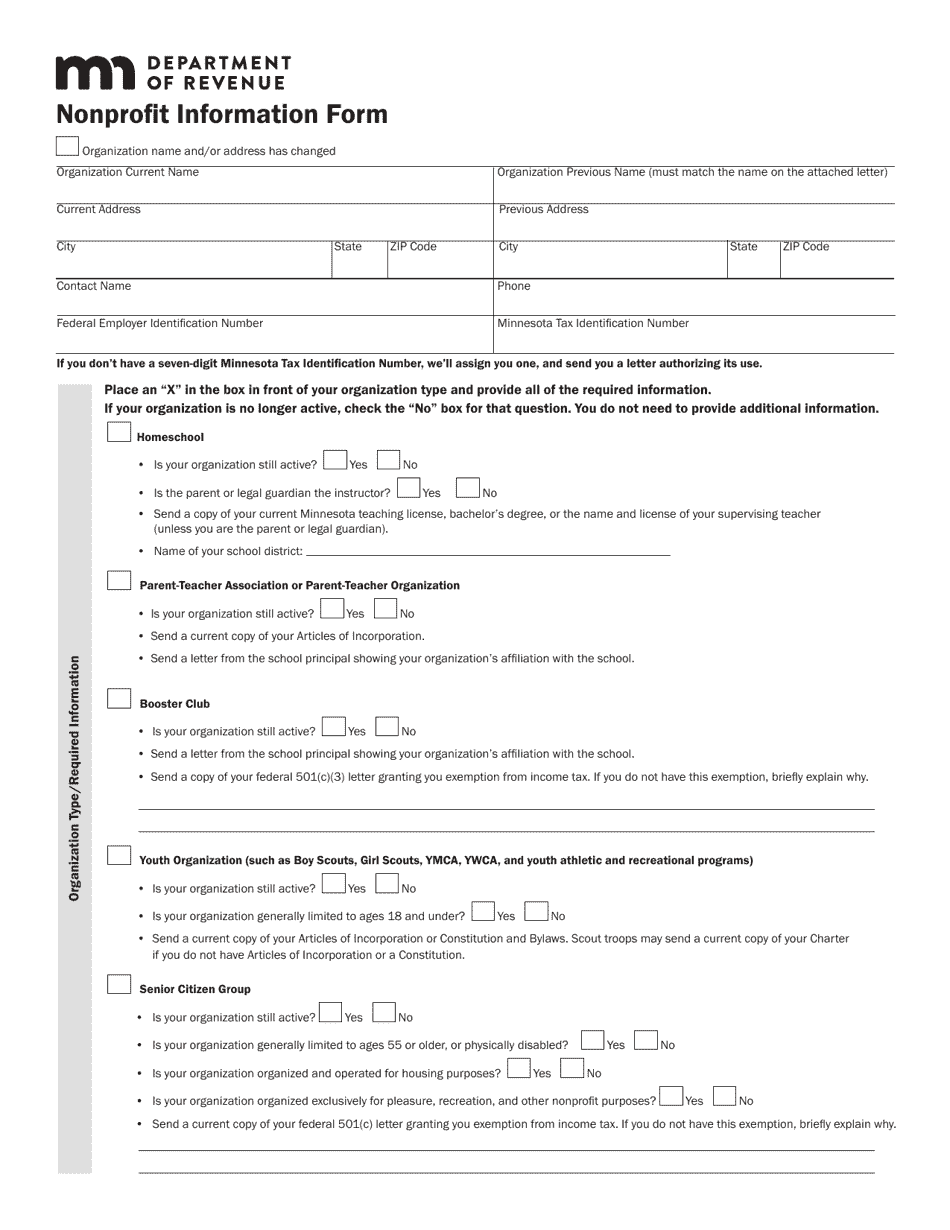Minnesota Nonprofit Information Form - Fill Out, Sign Online and ...