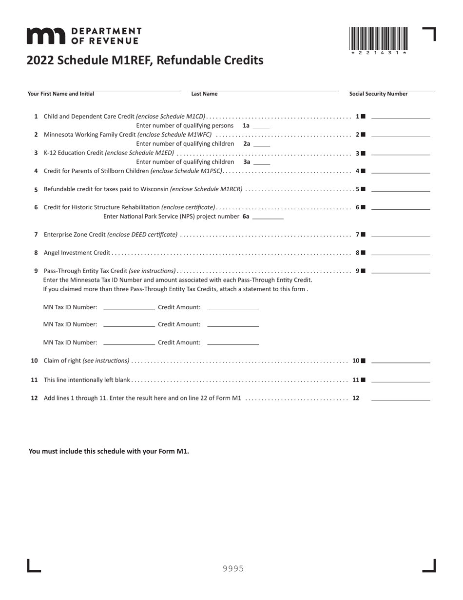 2022 Minnesota Refundable Credits - Fill Out, Sign Online and Download ...
