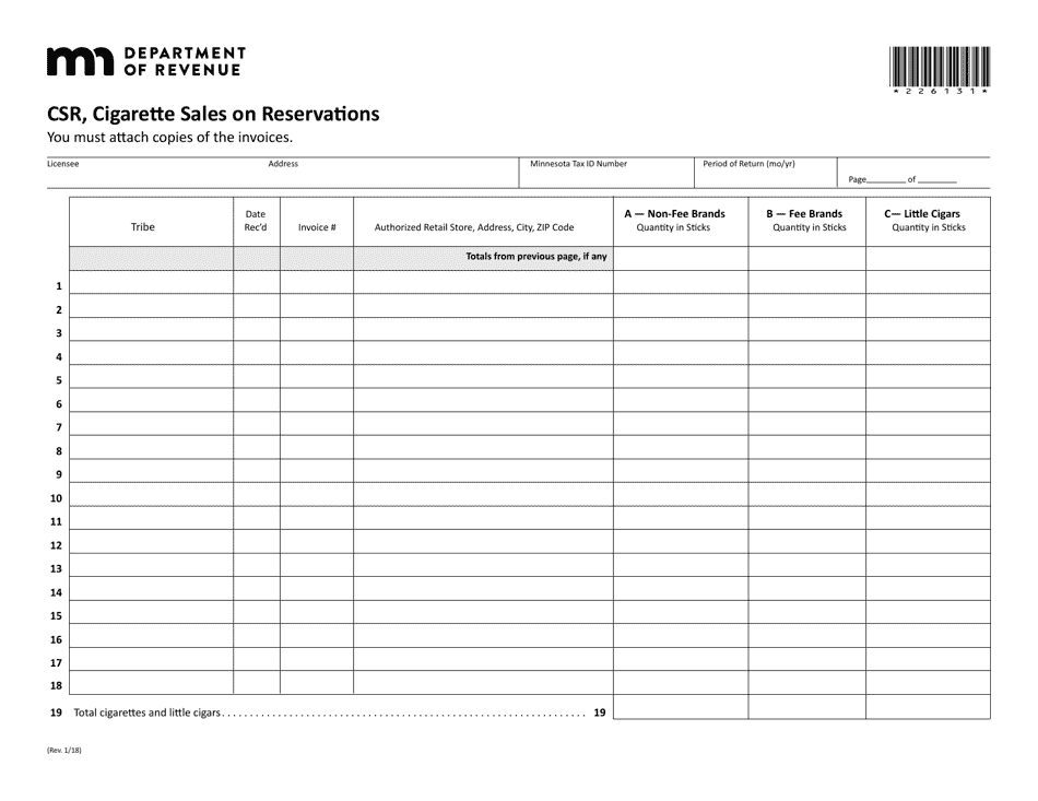 Form CSR - Fill Out, Sign Online and Download Fillable PDF, Minnesota ...