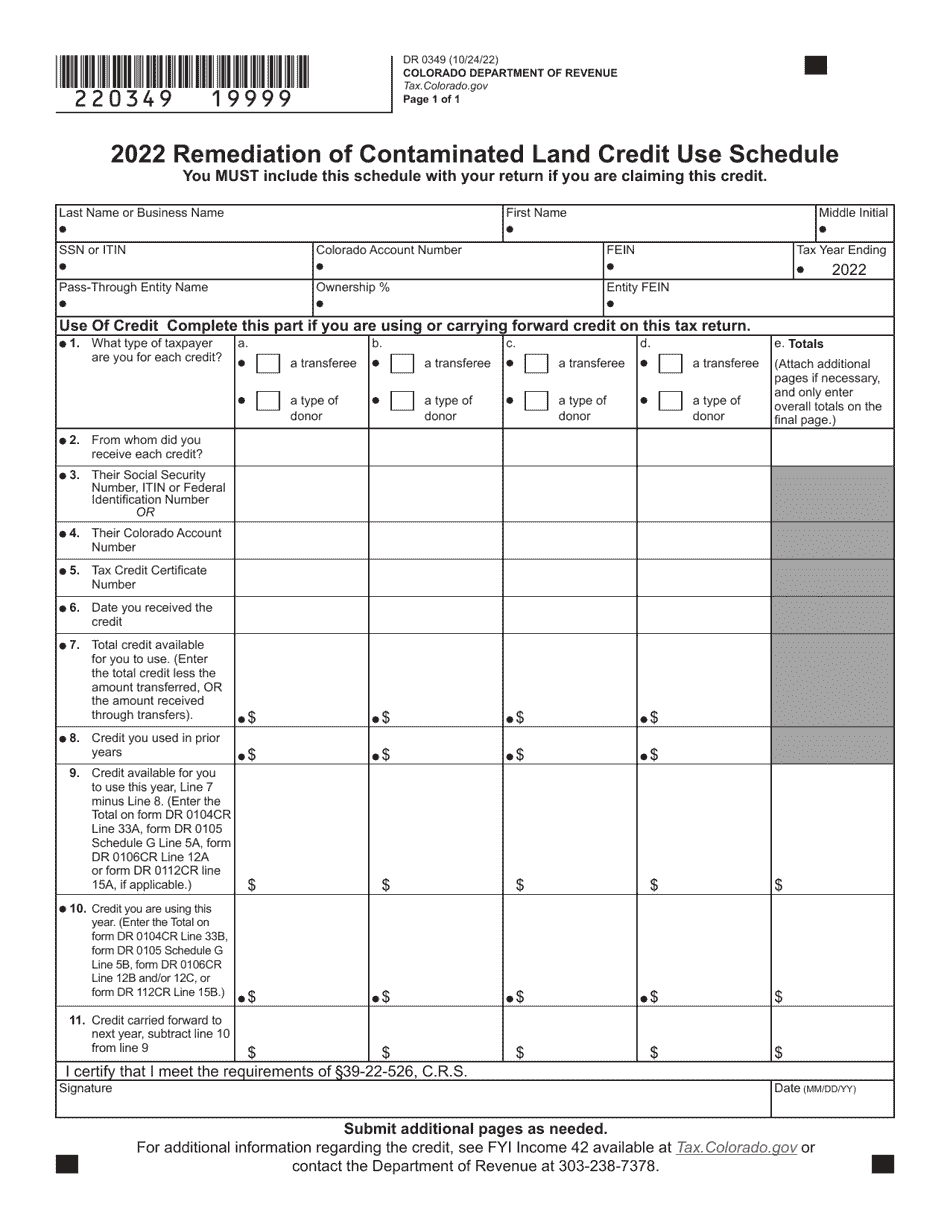 Form DR0349 - 2022 - Fill Out, Sign Online and Download Fillable PDF ...