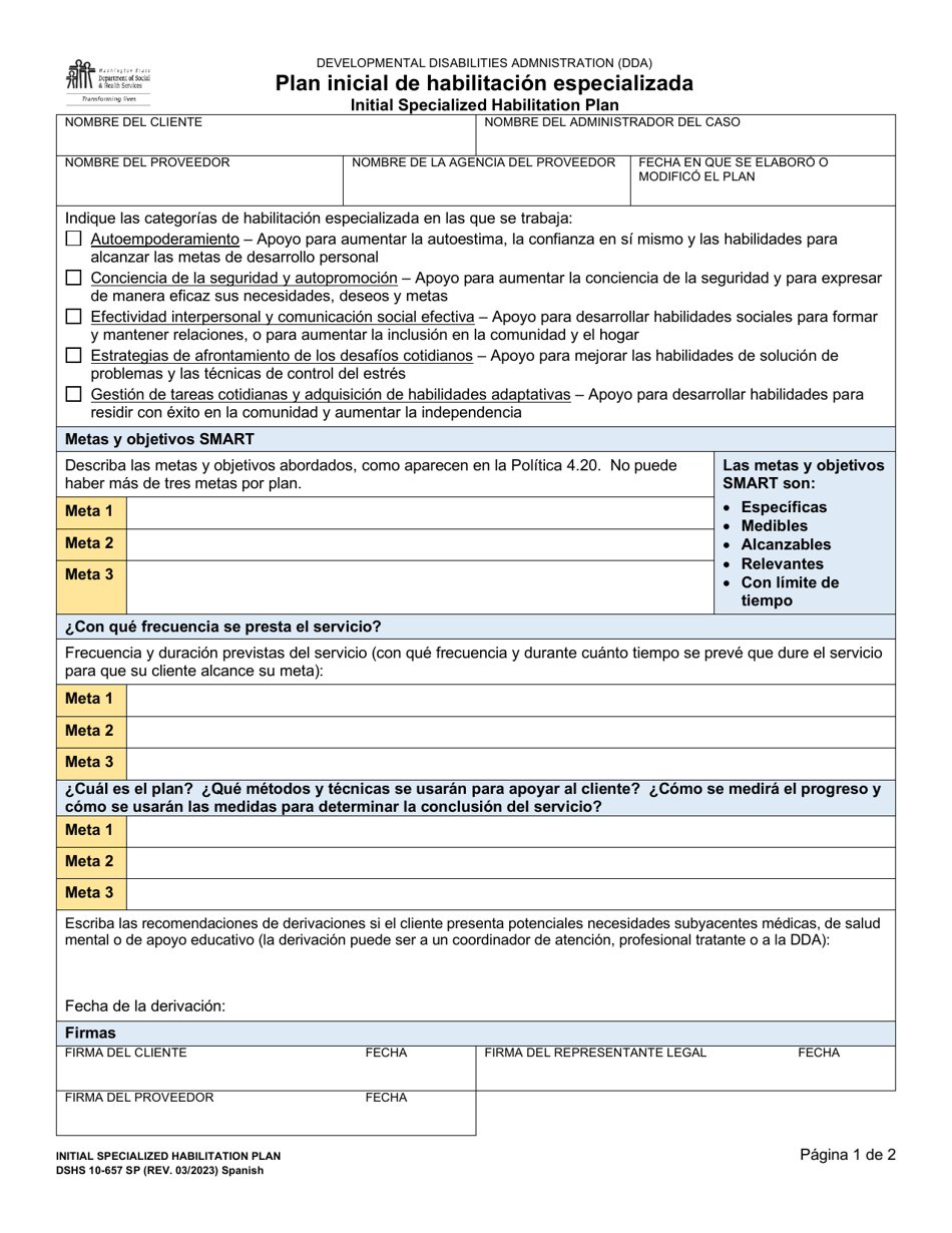 DSHS Formulario 10-657 Download Printable PDF or Fill Online Plan ... DSHS Formulario 10-657 Download Printable PDF or Fill Online Plan ...
