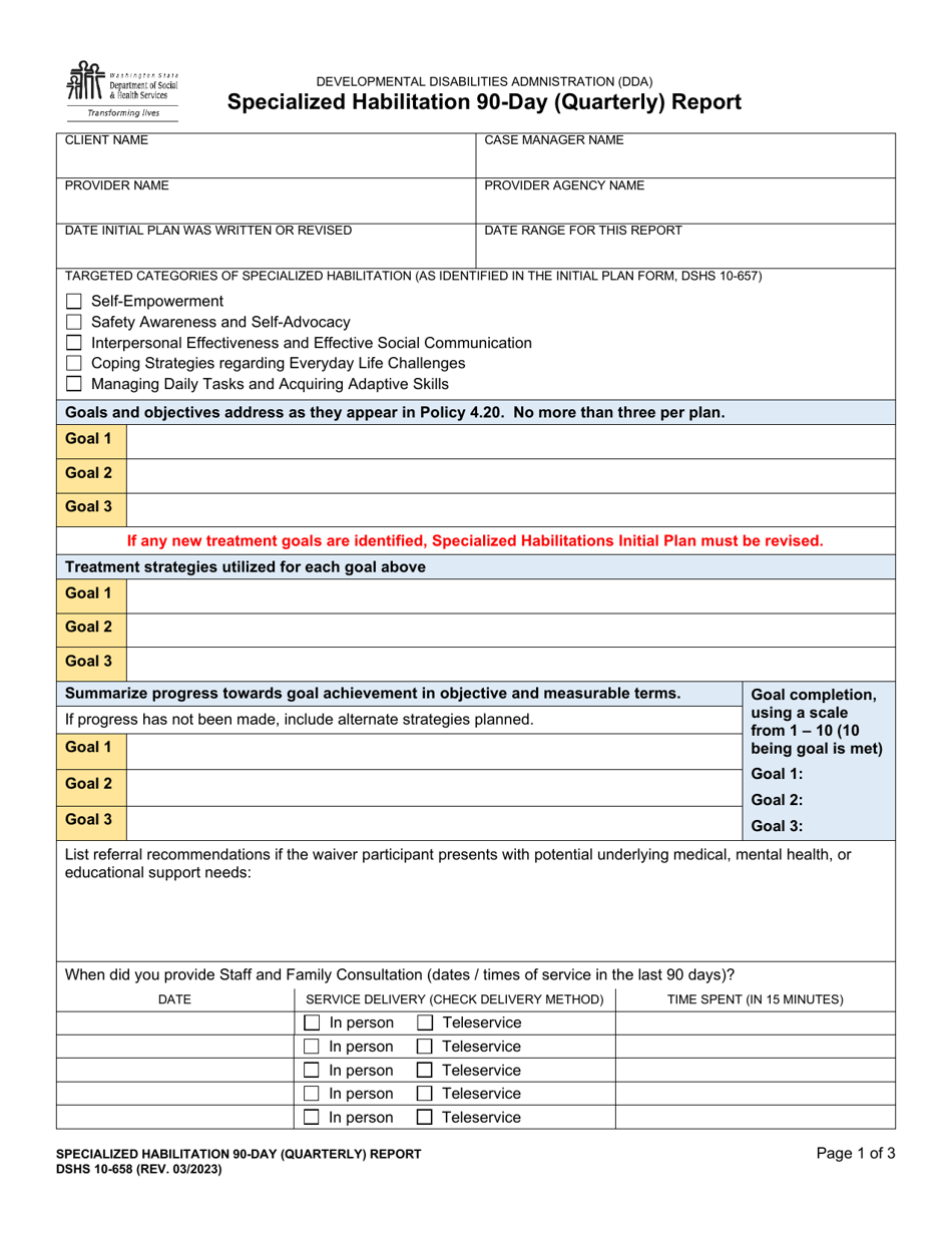 DSHS Form 10-658 Download Printable PDF or Fill Online Specialized ...