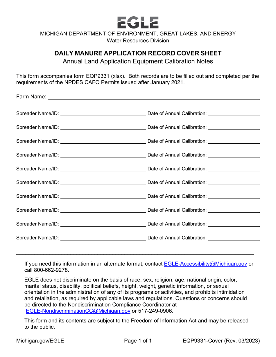 Form EQP9331-COVER - Fill Out, Sign Online and Download Fillable PDF ...