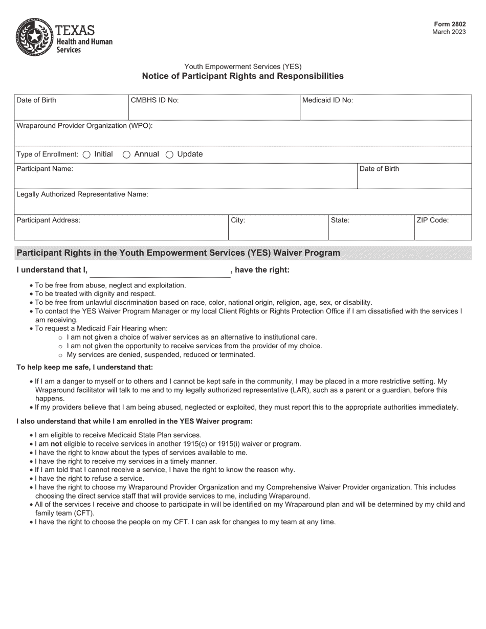 Form 2802 Download Fillable PDF or Fill Online Notice of Participant ...