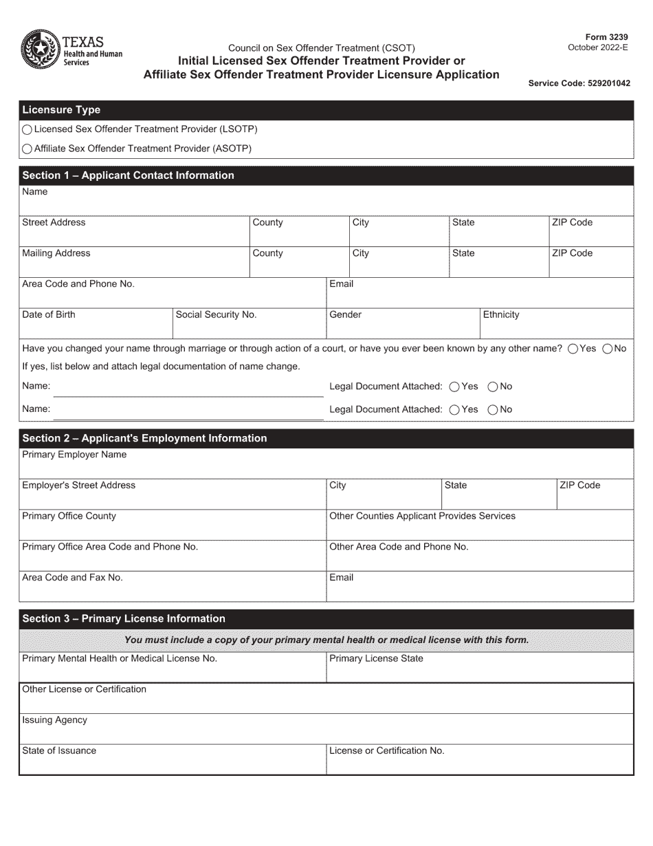 Form 3239 - Fill Out, Sign Online and Download Fillable PDF, Texas ...