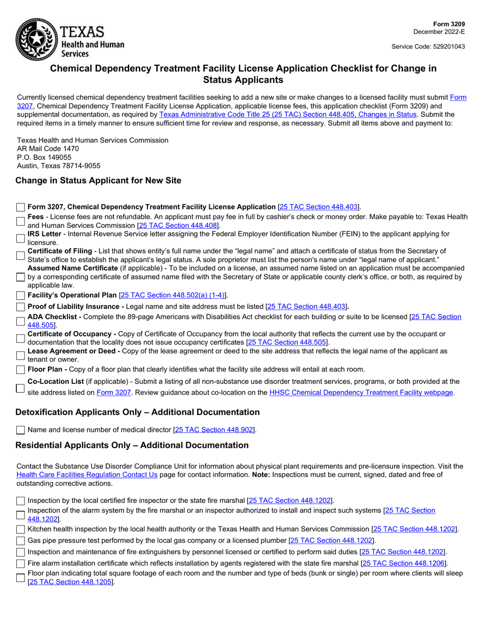 Form 3209 - Fill Out, Sign Online and Download Fillable PDF, Texas ...