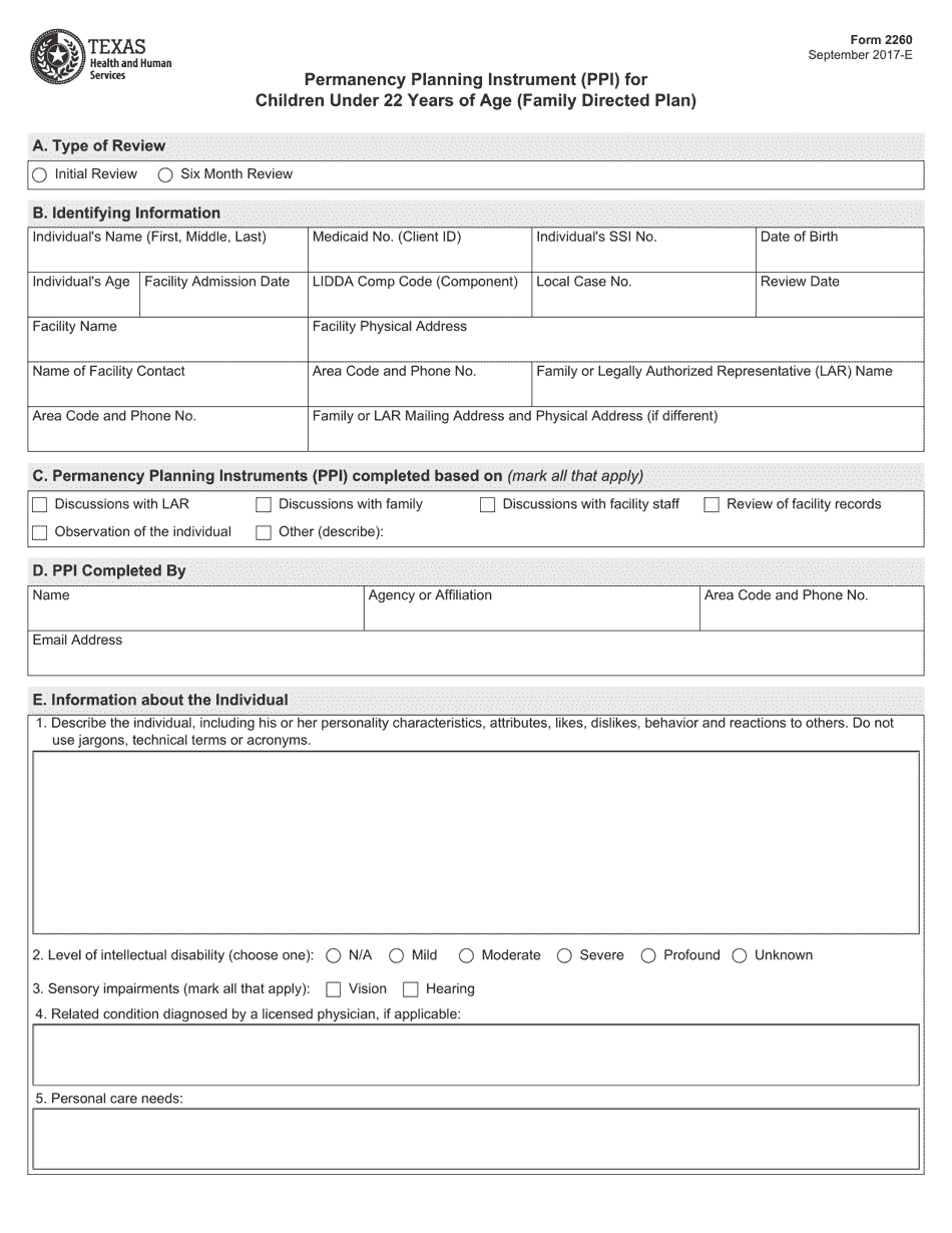 Form 2260 - Fill Out, Sign Online and Download Fillable PDF, Texas ...