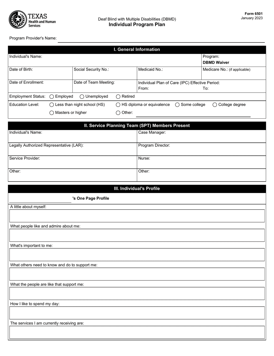 Form 6501 - Fill Out, Sign Online and Download Fillable PDF, Texas ...