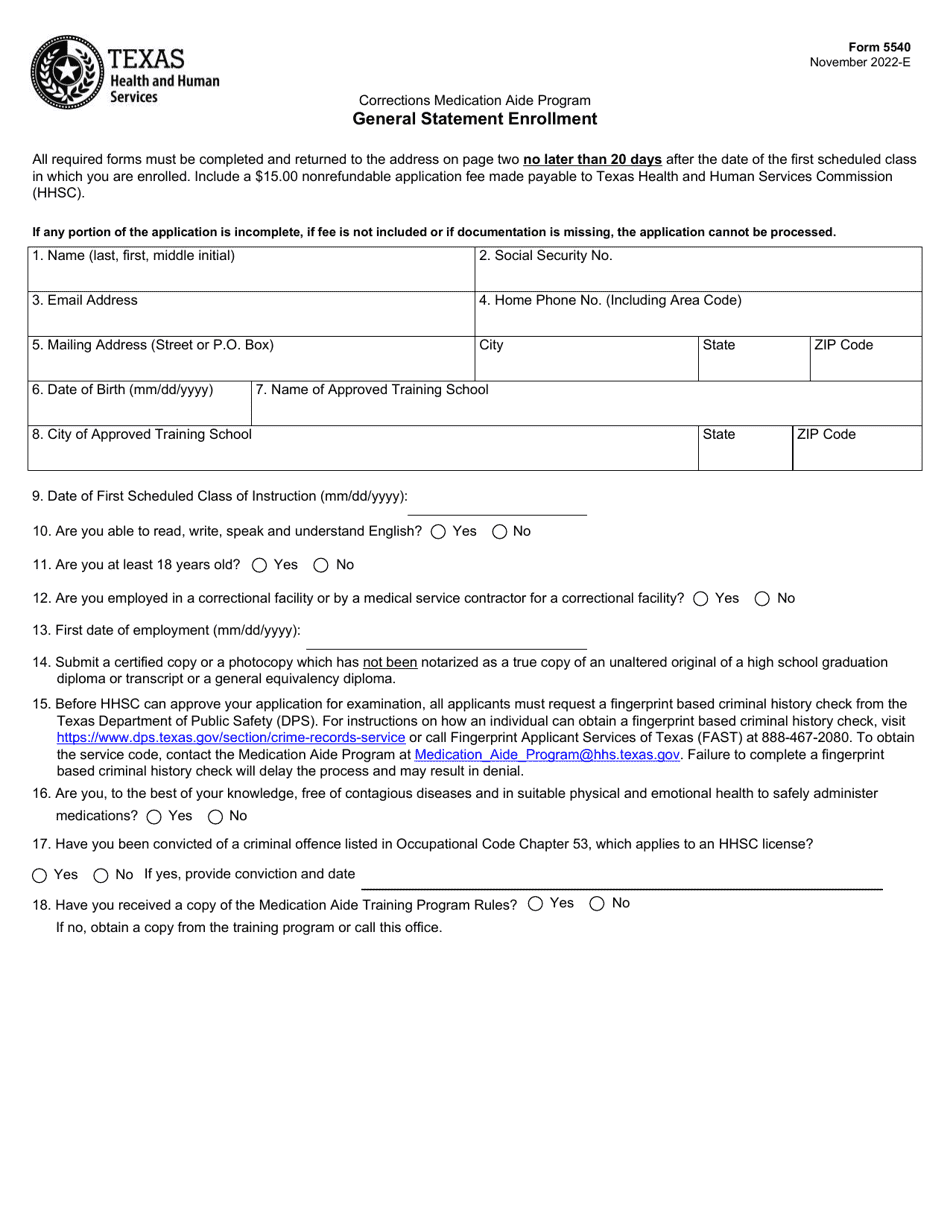 Form 5540 - Fill Out, Sign Online and Download Fillable PDF, Texas ...