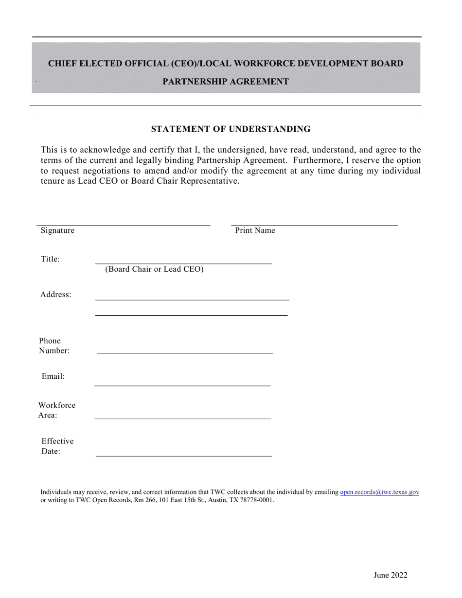 Texas Chief Elected Official (Ceo)/Local Workforce Development Board ...