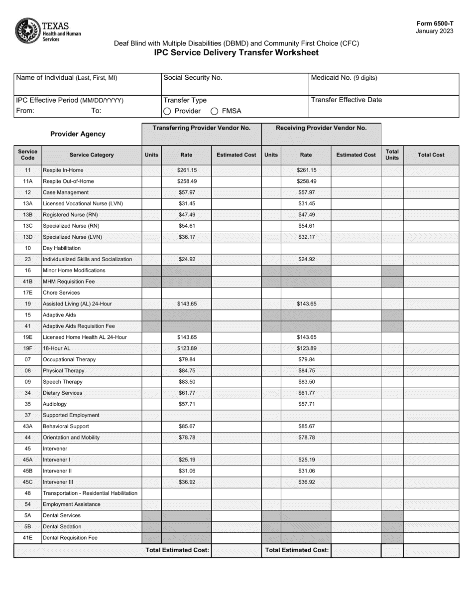 Form 6500-T - Fill Out, Sign Online and Download Fillable PDF, Texas ...