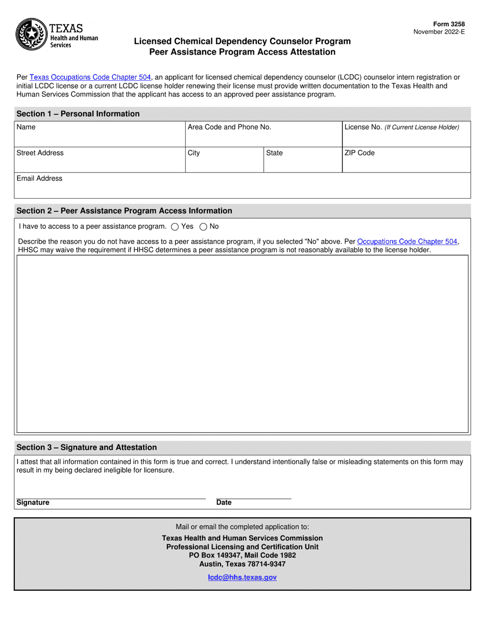Form 3258 - Fill Out, Sign Online and Download Fillable PDF, Texas ...