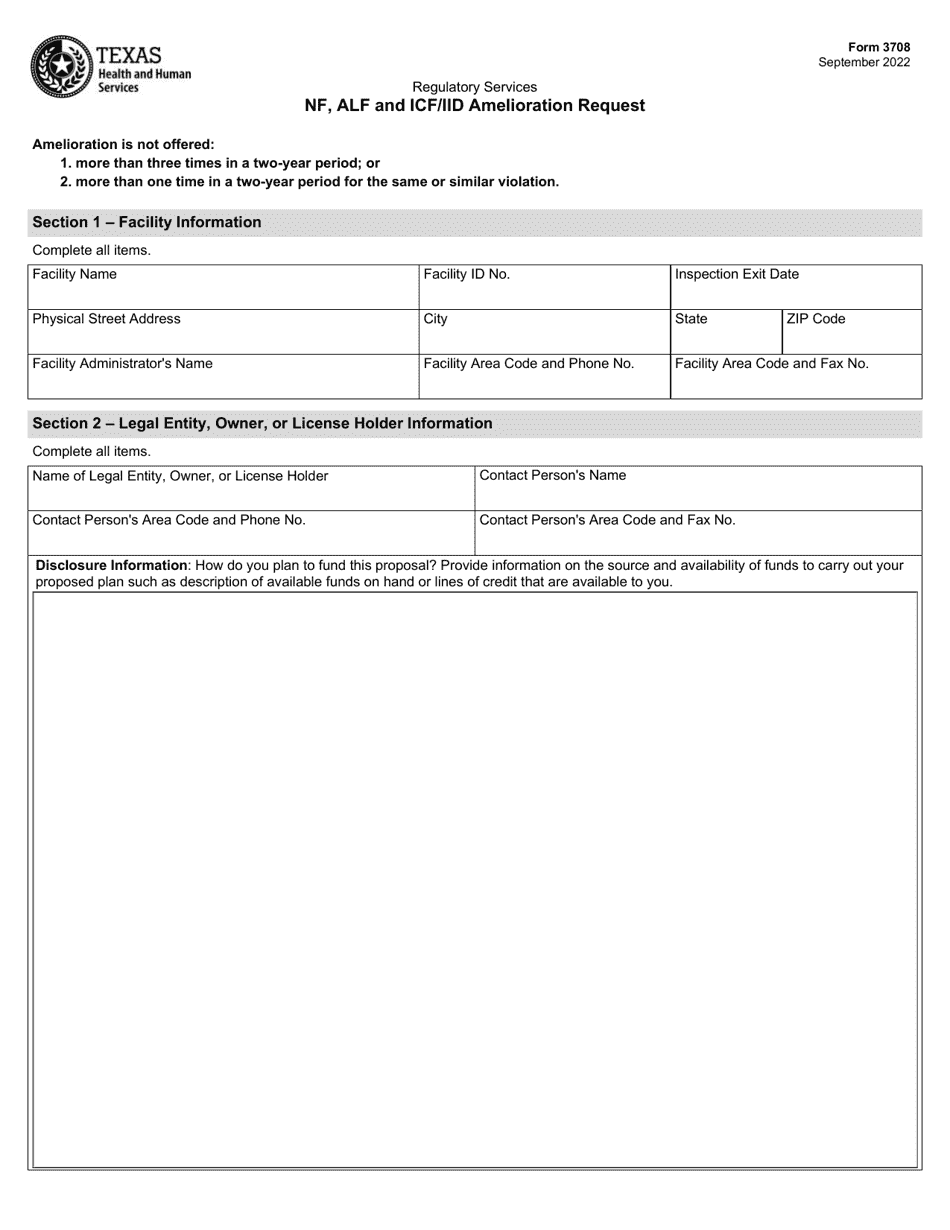 Form 3708 Download Fillable PDF or Fill Online Nf, Alf and Icf/Iid ...