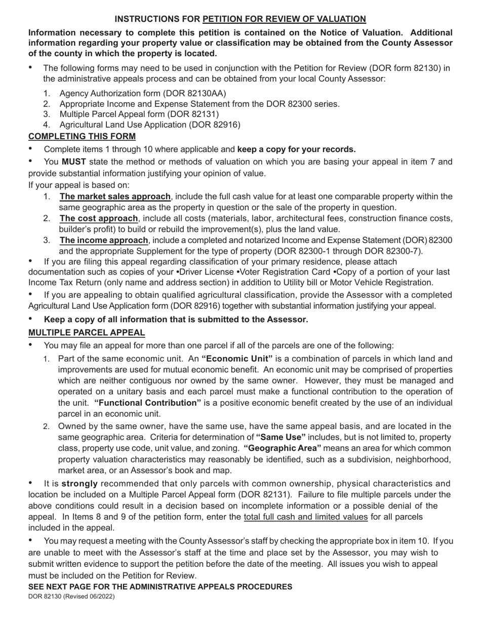 Form DOR82130 Download Fillable PDF or Fill Online Petition for Review ...
