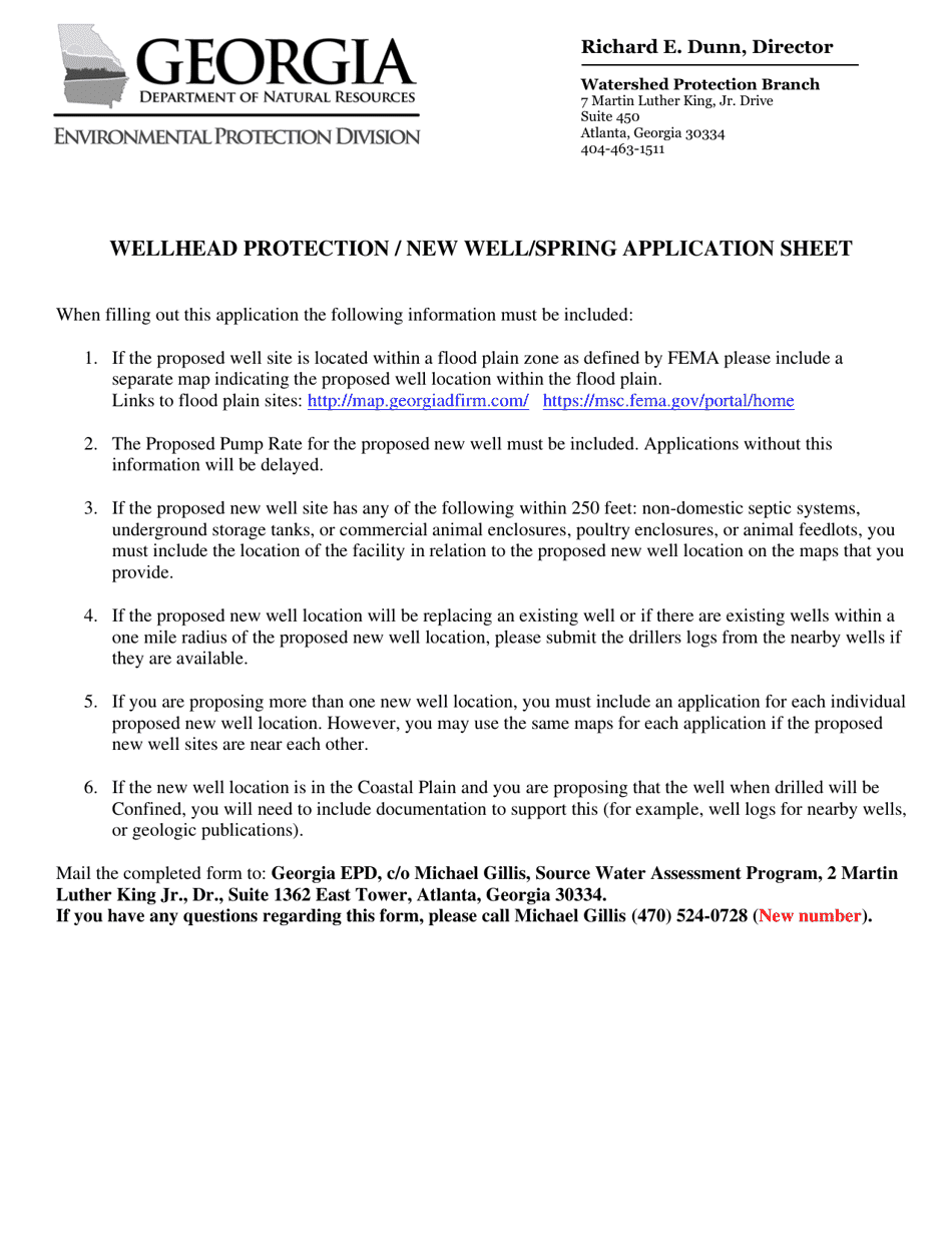 Georgia (United States) Wellhead Protection/New Well/Spring Application ...