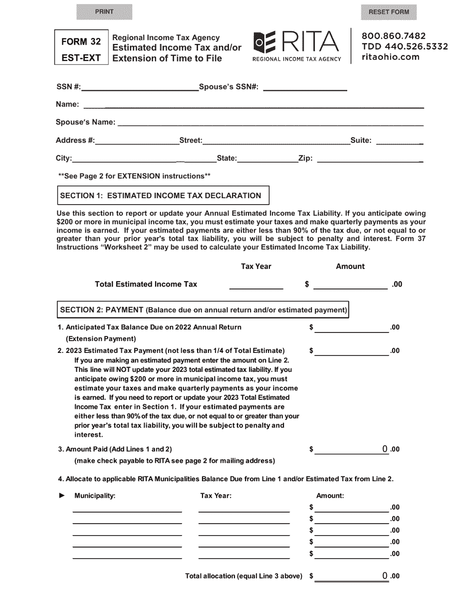 Form 32 EST-EXT - 2022 - Fill Out, Sign Online and Download Fillable ...