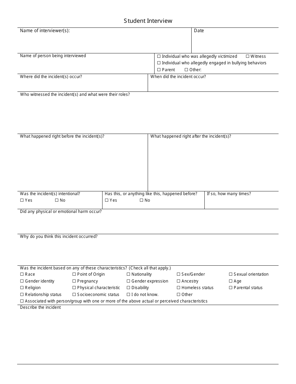 Wisconsin Student Interview - Fill Out, Sign Online and Download PDF ...